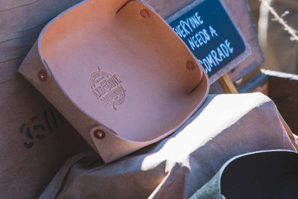 Leather Valet Tray - Axe and Awl Leatherworks - Full Circle Logo