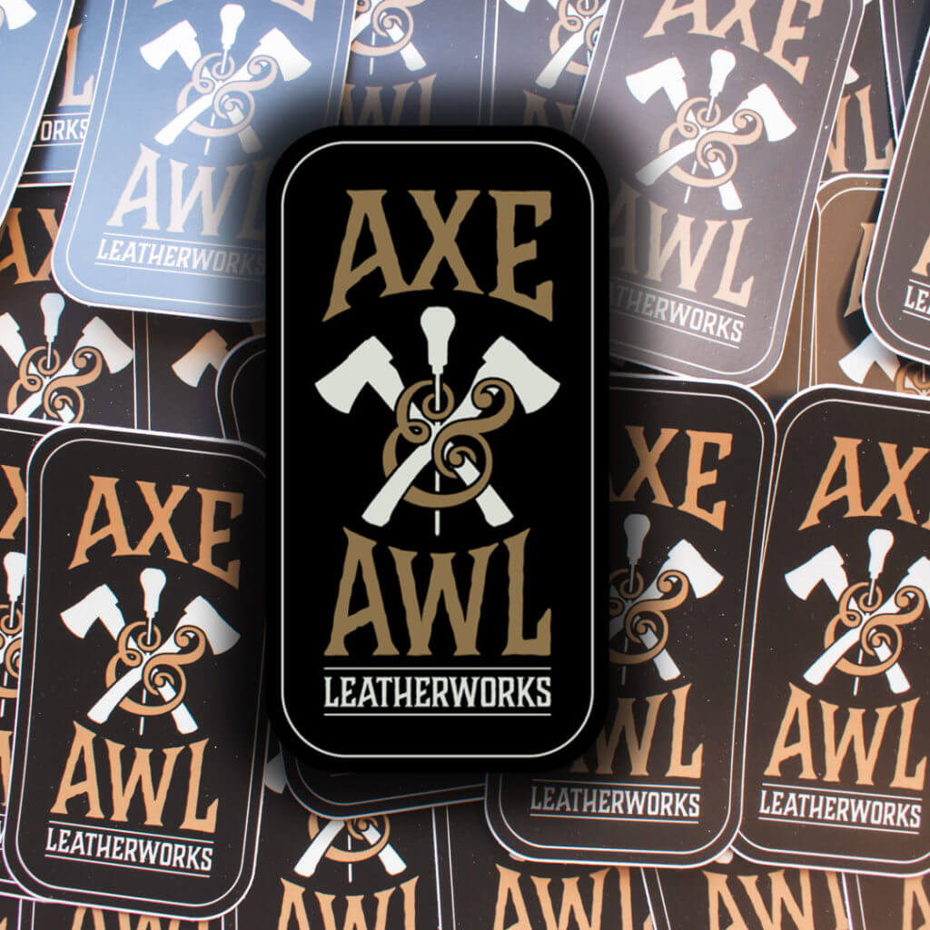 Vertical Axe & Awl Decal - Axe and Awl Leatherworks - Decal