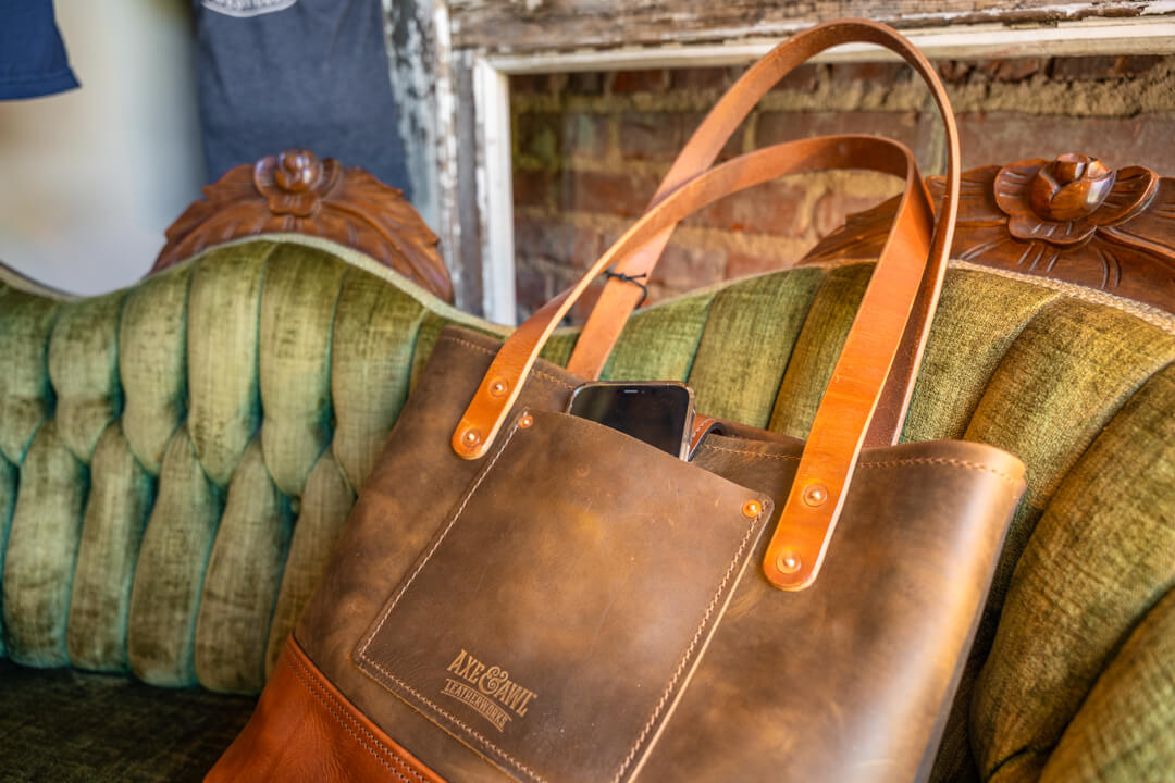 Monarch Leather Tote - Axe and Awl Leatherworks