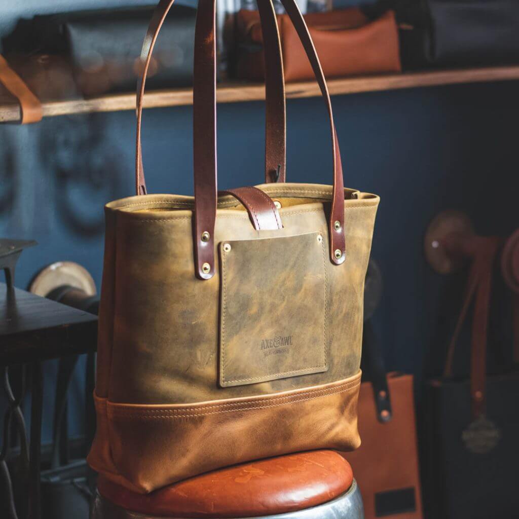 Monarch Leather Tote - Axe and Awl Leatherworks